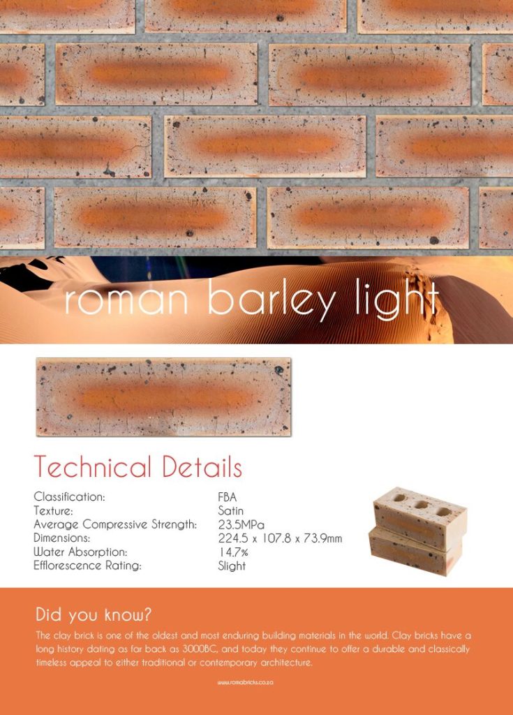 Roman Barley Light Brick - Brick Tile Shop